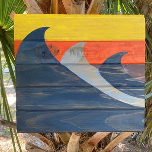 Ocean Wave Art - Sunset - Wood Sign - Beach Decor - - Etsy