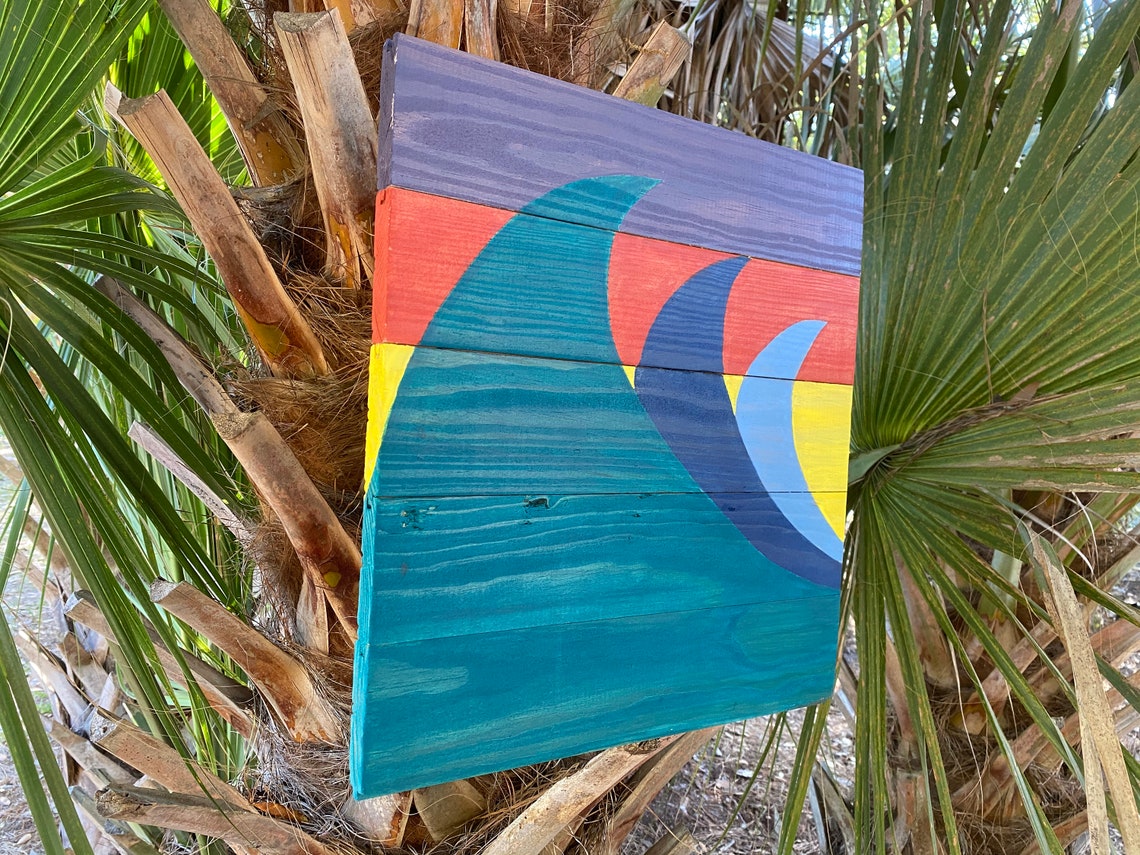 Ocean Wave Art Tropical Style Wood Sign Beach Decor - Etsy