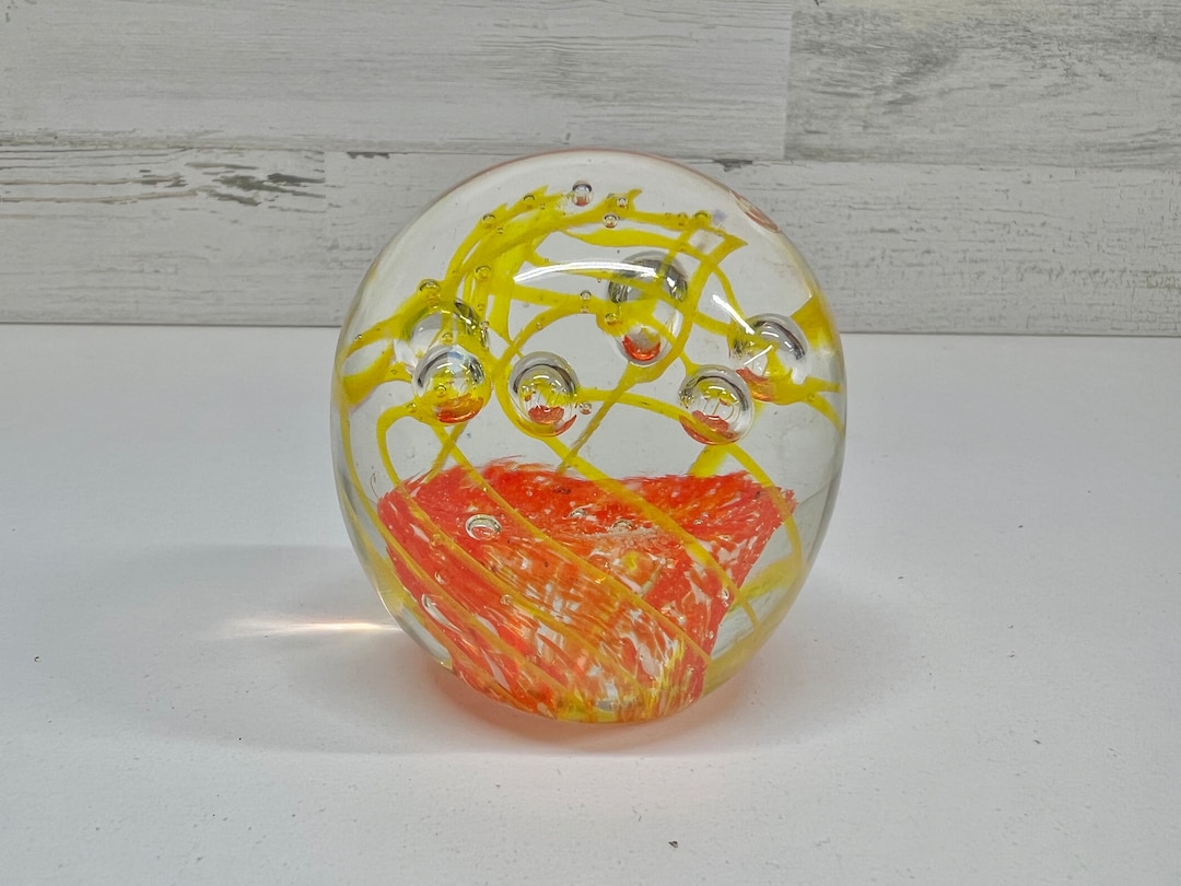 Glass Orb Paperweight - Art Glass - Hand Blown Glass Ball - Spiral ...