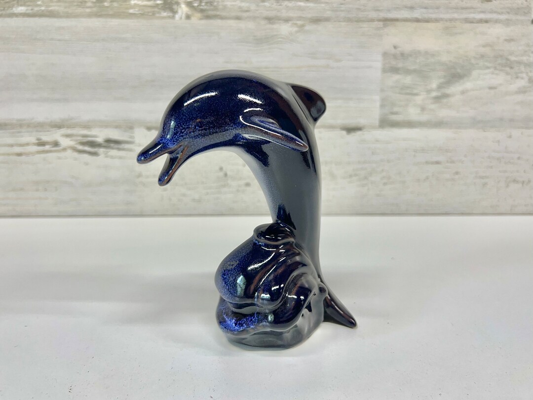 Dolphin Figurine - Blue Mountain Pottery - Dolphin Statuette - Dolphin ...
