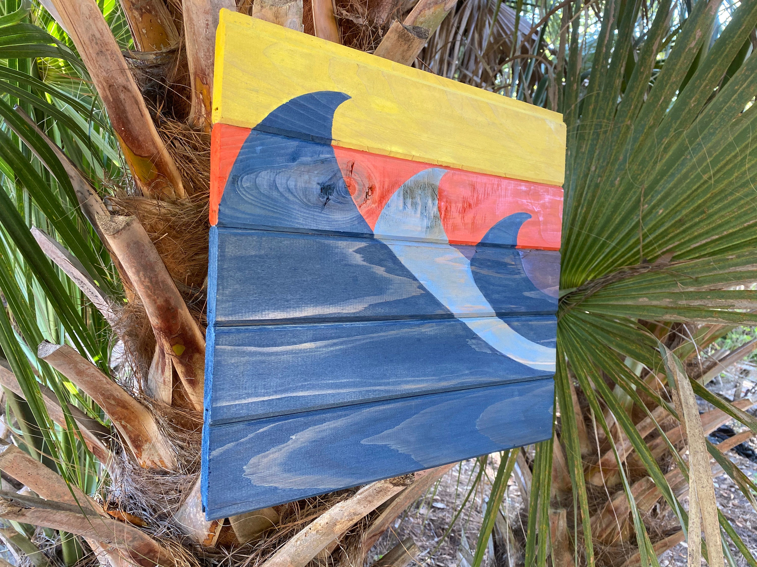 Ocean Wave Art Sunset Wood Sign Beach Decor | Etsy