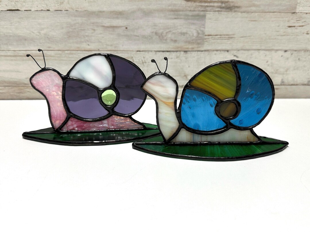 Stained Glass Snail Suncatcher Handmade Garden Decor Whimsical Glass ...