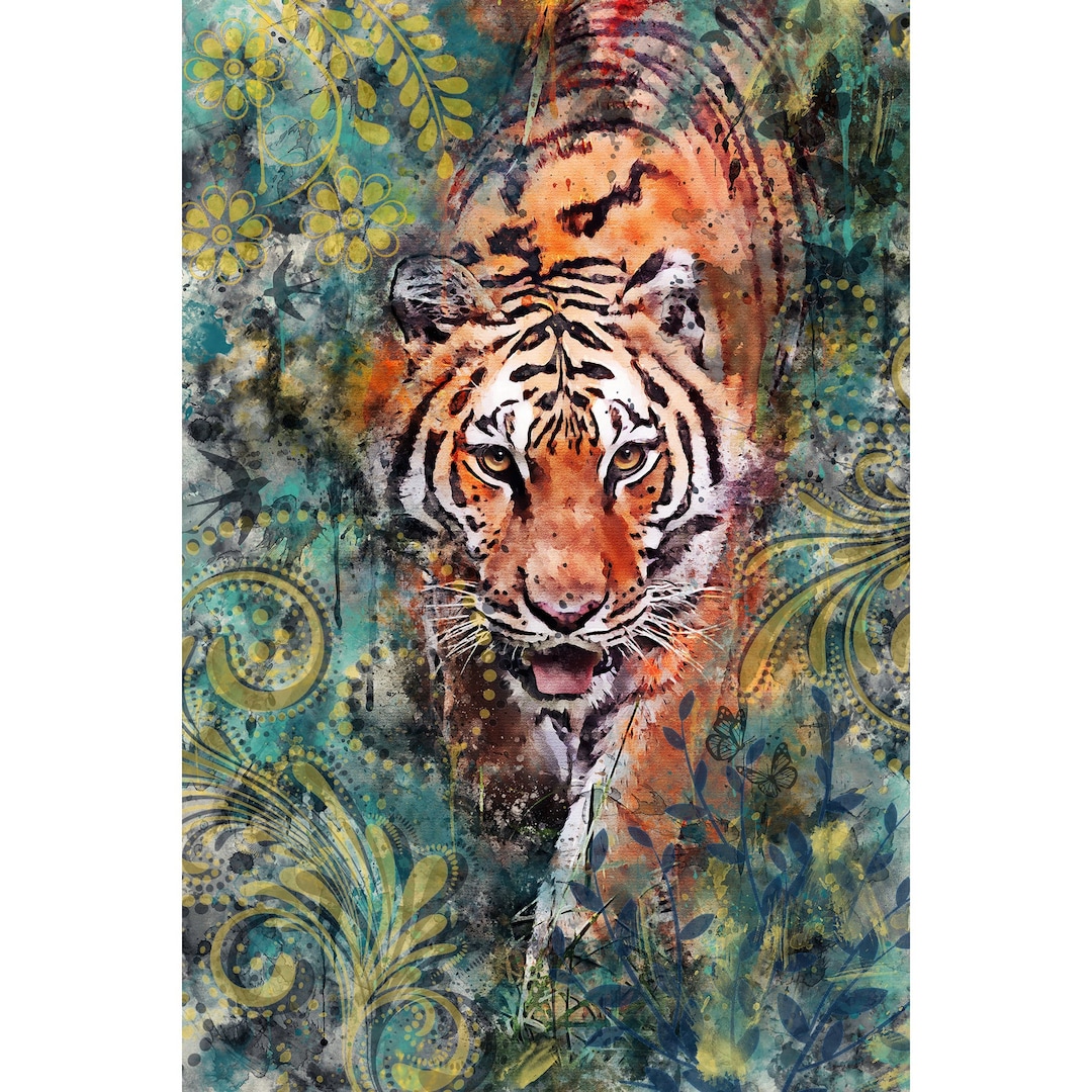 Tiger Art - Tiger Wall Hanging - Tiger Print Decor - Watercolor ...
