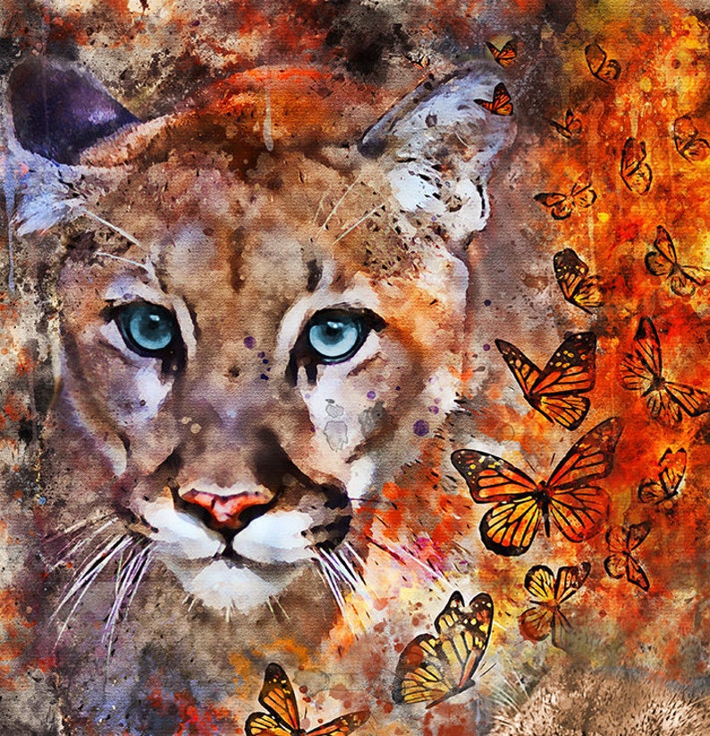 Cougar Art Mountain Lion Watercolor Art Puma in Honor of - Etsy
