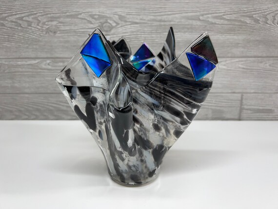 Glass Art Sculpture Fused Glass Vase Dichromatic Glass - Etsy