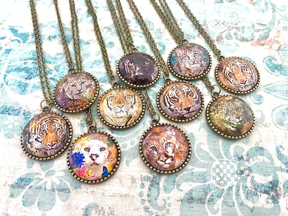 Wildcat Necklace Wildcat Watercolor Art Colorful Pendant | Etsy