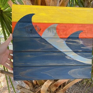 Ocean Wave Art - Sunset - Wood Sign - Beach Decor - - Etsy