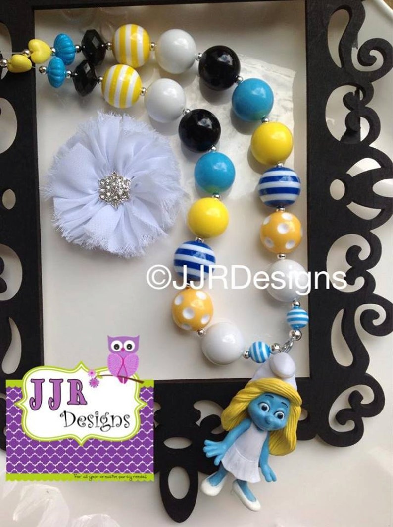 Smurfette Necklace Smurfette Inspired Necklace Chunky | Etsy