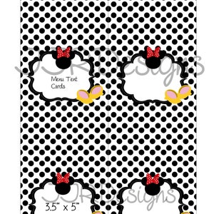 Instant Download- Menu Card Minnie Mouse Inspired Set-minnie Inspired ...