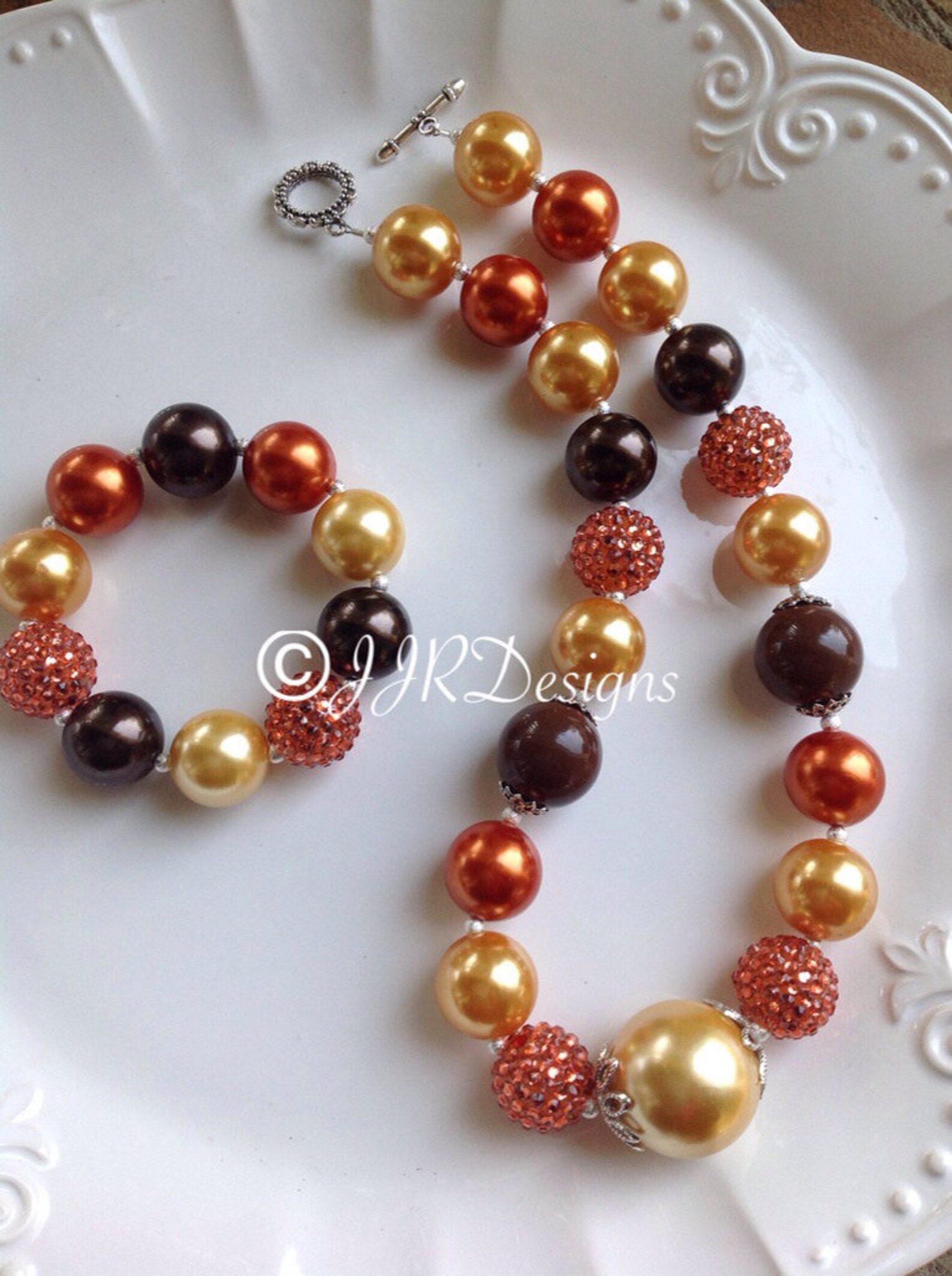 Fall Necklace Fall Chunky Necklace Fall Bubble Gum Necklace - Etsy