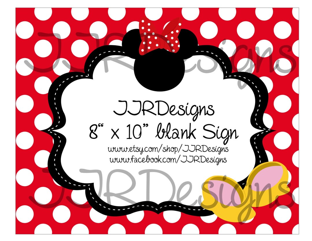 Instant Download- Menu Card Minnie Mouse Inspired Set-minnie Inspired ...