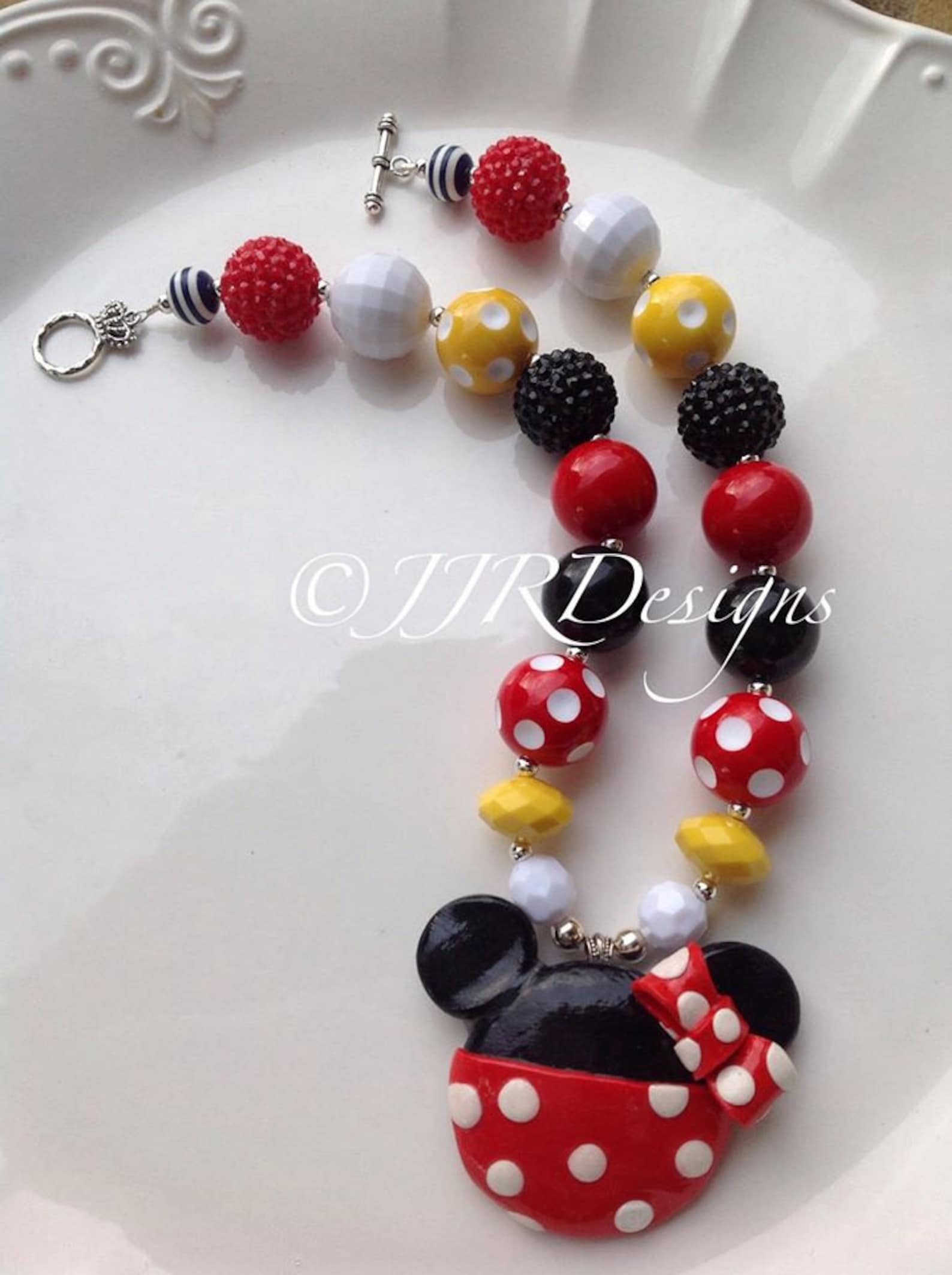 Mouse Inspired Girl Necklace-red Minnie-chunky-bubble Gum | Etsy