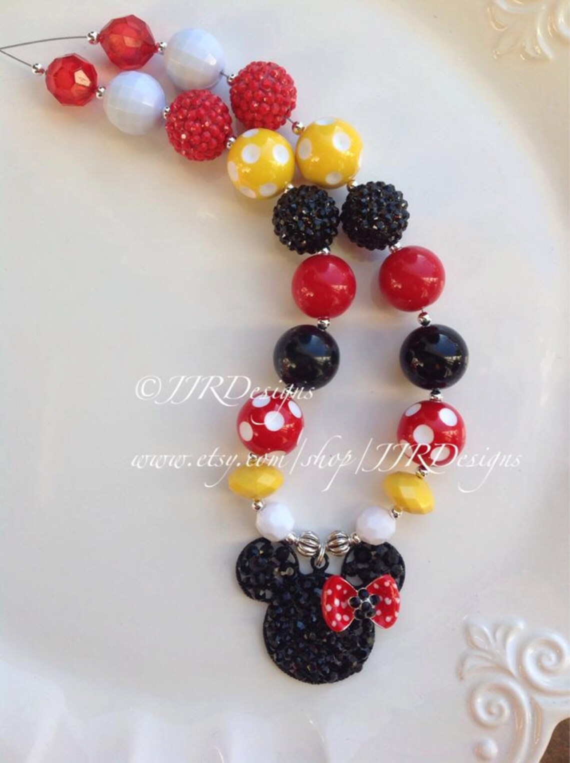 Mouse Inspired Girl Necklace-red Minnie-chunky-bubble Gum | Etsy