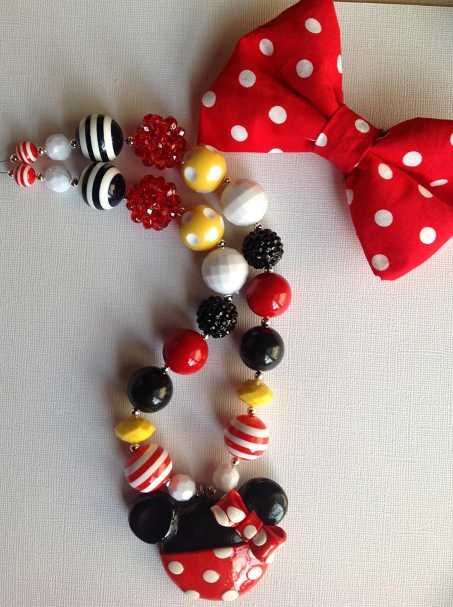 Mouse Inspired Girl Necklace-red Minnie-chunky-bubble Gum | Etsy