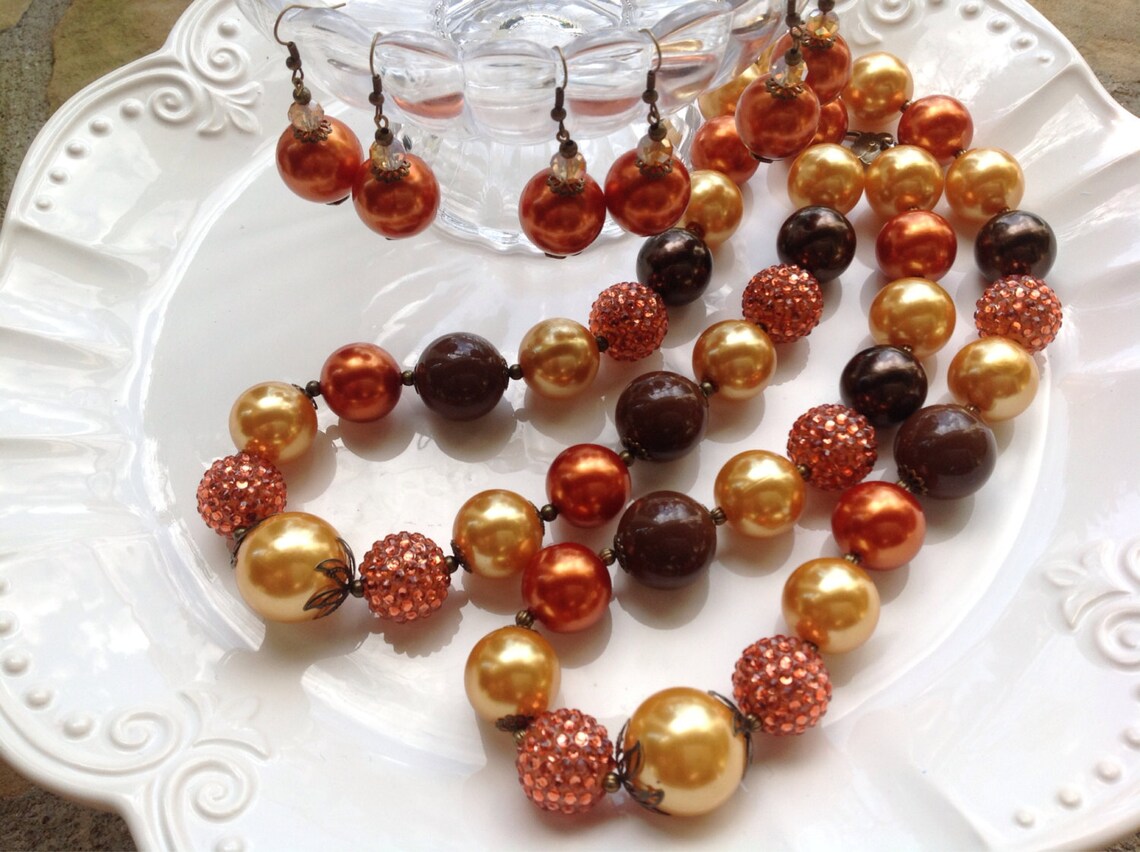 Fall Necklace Fall Chunky Necklace Fall Bubble Gum Necklace - Etsy