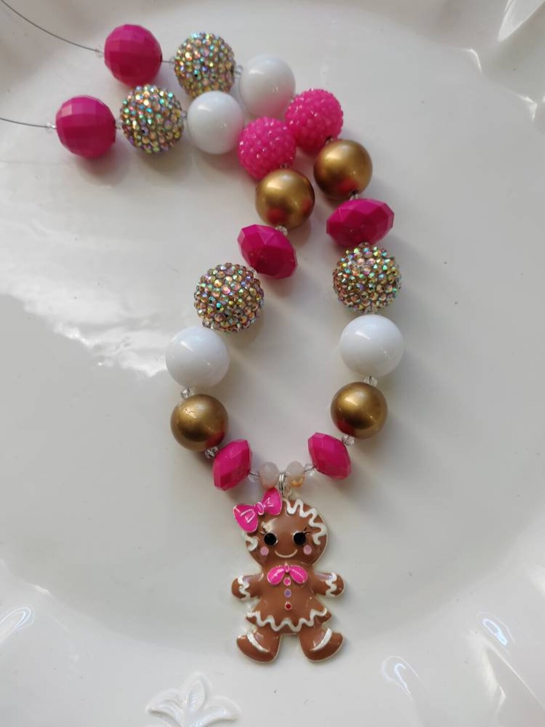 Christmas Gingerbread Necklace- Christmas Bubble Gum Necklace ...