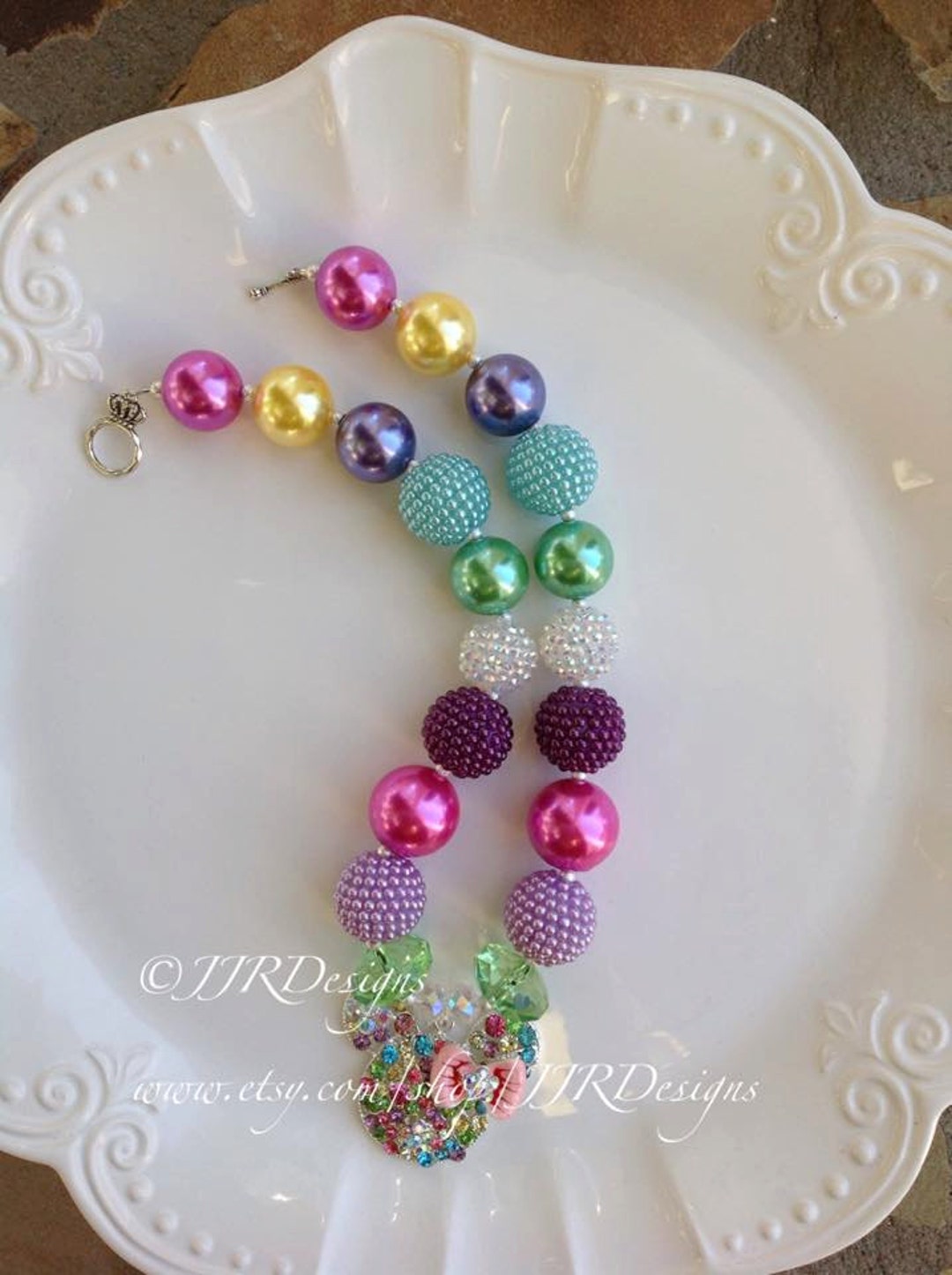 Girl Mouse Inspired Girl Necklace Colorful Pendant-chunky-bubble Gum ...