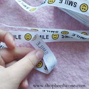 Gros Grain Ribbon - 16 Mm X 1 M - Emoticon Smile - White or Black - Etsy