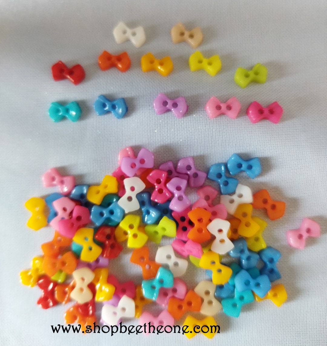 Pack of 20 Mini Plastic Bow Buttons - 9 Mm - 12 Colors Available - Etsy