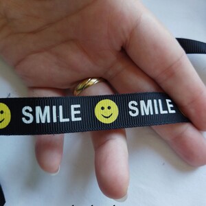 Gros Grain Ribbon - 16 Mm X 1 M - Emoticon Smile - White or Black - Etsy