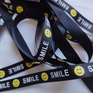 Gros Grain Ribbon - 16 Mm X 1 M - Emoticon Smile - White or Black - Etsy