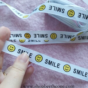 Gros Grain Ribbon - 16 Mm X 1 M - Emoticon Smile - White or Black - Etsy