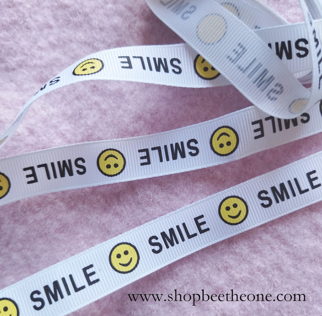 Gros Grain Ribbon 16 Mm X 1 M Emoticon Smile - Etsy
