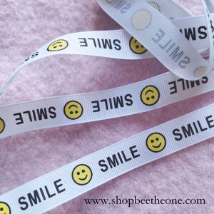 Gros Grain Ribbon - 16 Mm X 1 M - Emoticon Smile - White or Black - Etsy