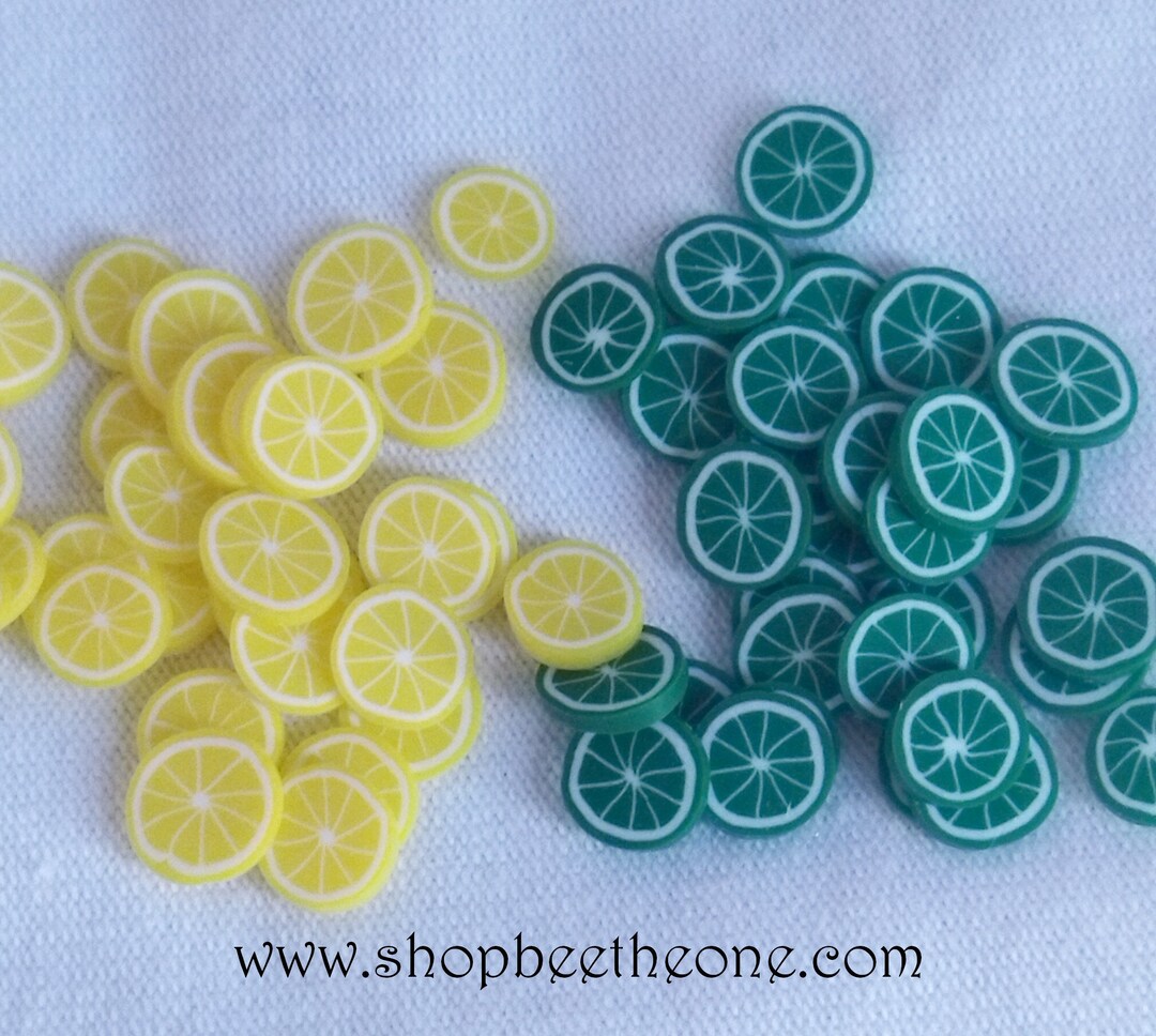 Set of +/- 70 Pieces Polymer Clay Slices - 5 Mm - Lemon and Lime - Etsy UK
