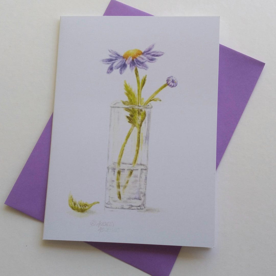 Purple Daisy Sympathy Card: Thinking of You, With Prayers - Etsy
