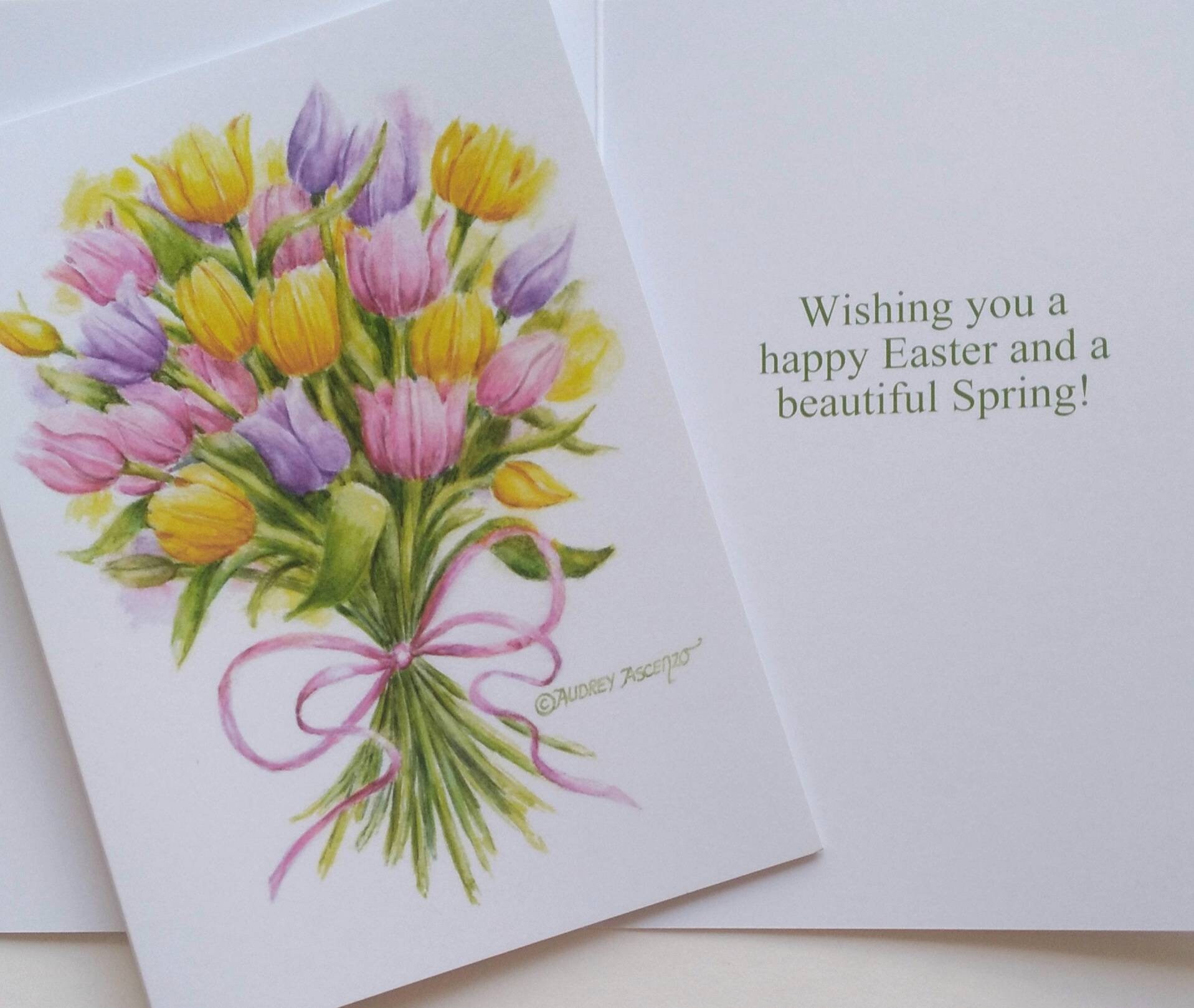 Easter Tulip Bouquet Bright and Beautiful Spring Greeting Cards Boxed ...