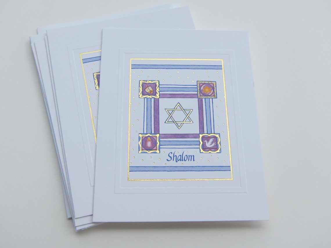 Embossed Gold Foil Hanukkah Cards: Star of David Shalom - Set of 8 - Etsy