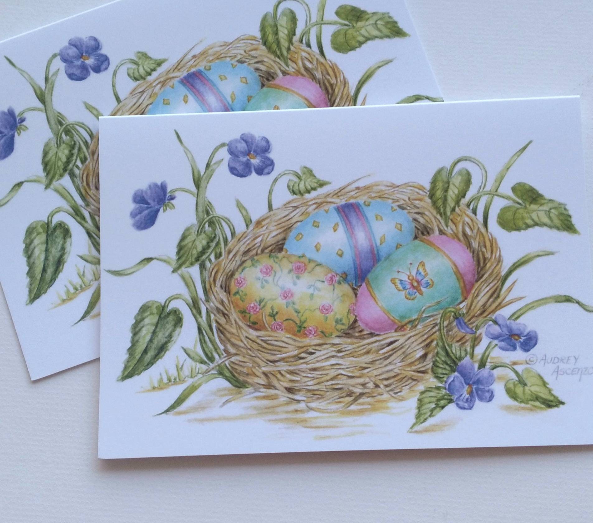 Painted Easter Eggs in Nest Greeting Cards Boxed Easter Cards Set of 10 ...