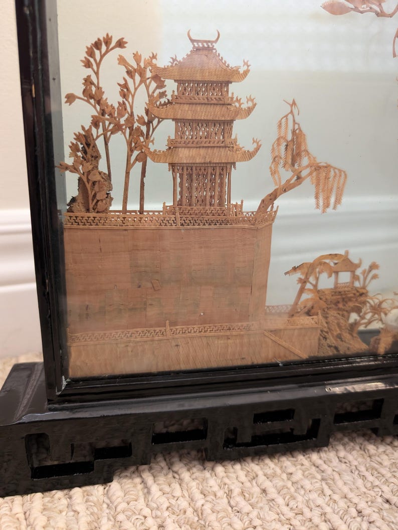 Vintage Asian Cork Sculpture - Etsy
