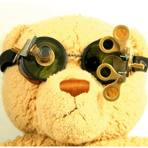 Custom Refitted Steampunk Goggles. Vintage Green Tinted Glass Lens ...