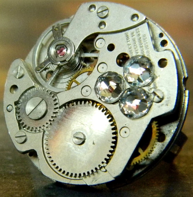 Stunning Custom Upcycled Watch Movement Ring. Embellished | Etsy