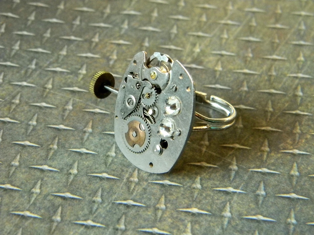 Custom Upcycled Watch Movement Ring. Kinetic Watchwork Ring. Steampunk ...