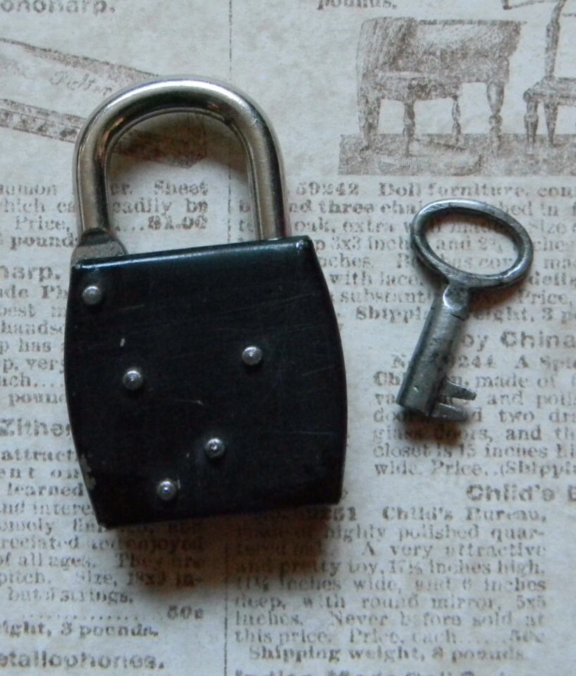 Charming Vintage Art Deco Style Steel Padlock With Key - in Very Good ...