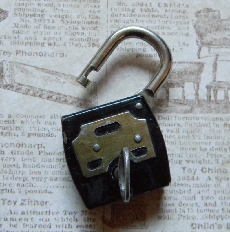 Charming Vintage Art Deco Style Steel Padlock With Key - in Very Good ...