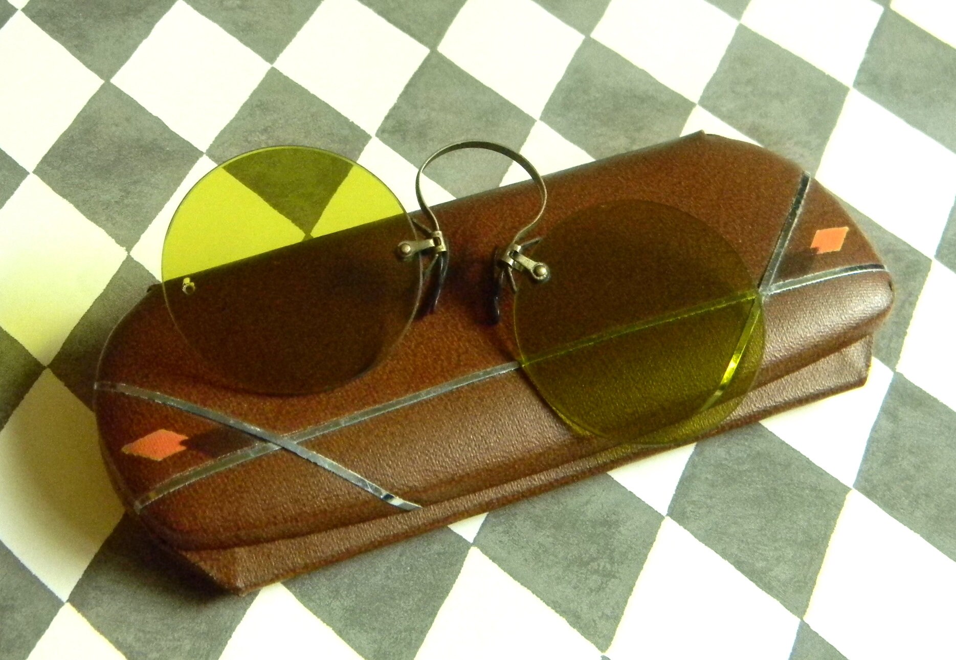 Rare Citrine Yellow Tinted Vintage Pince Nez Sunglasses. | Etsy