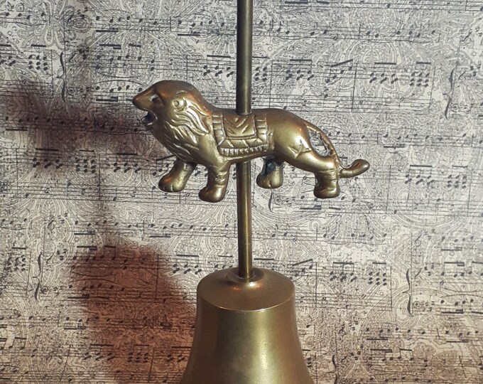 Cute Antique Cast Brass Carousel Lion Bell. All Brass With Chromed Ball ...