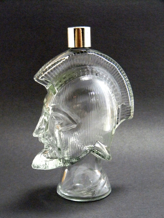 Novel Trojan or Spartan Bust Glass Bottle. Vintage Bottle. - Etsy