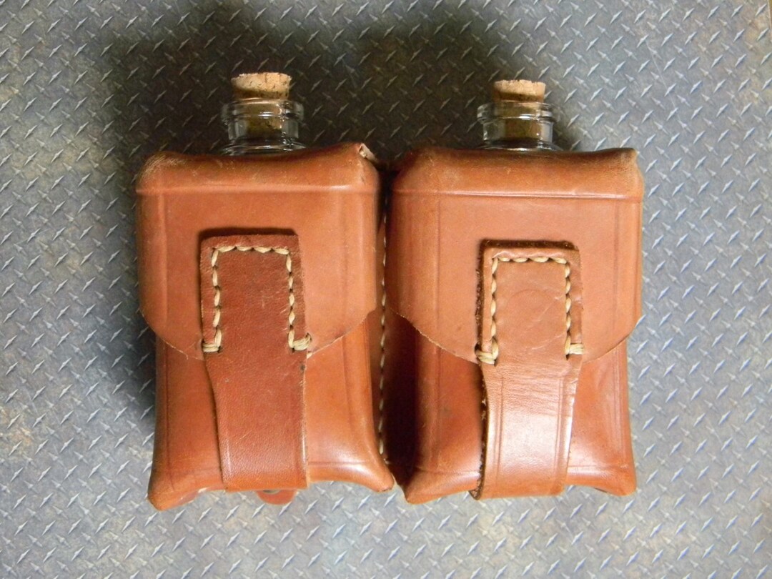 Steampunk Double Canteen Flask - Vintage Leather Belt Pouch With 2 ...