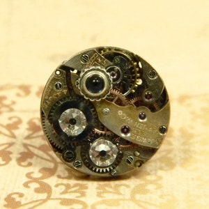 Beautiful Upcycled Antique Gruen Watch Movement Ring. Embellished ...