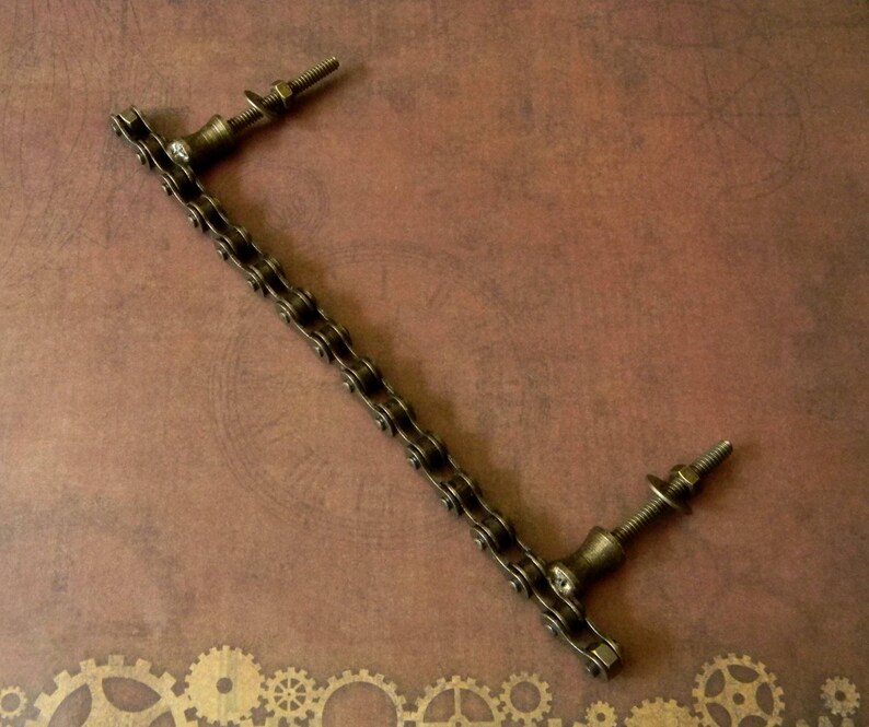 New Steel Roller Chain / Bike Chain Handle Drawer Pull. Aged | Etsy