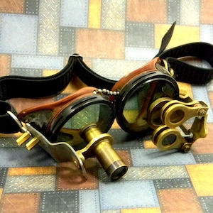 Custom Refitted Steampunk Goggles. Vintage Green Tinted Glass Lens ...