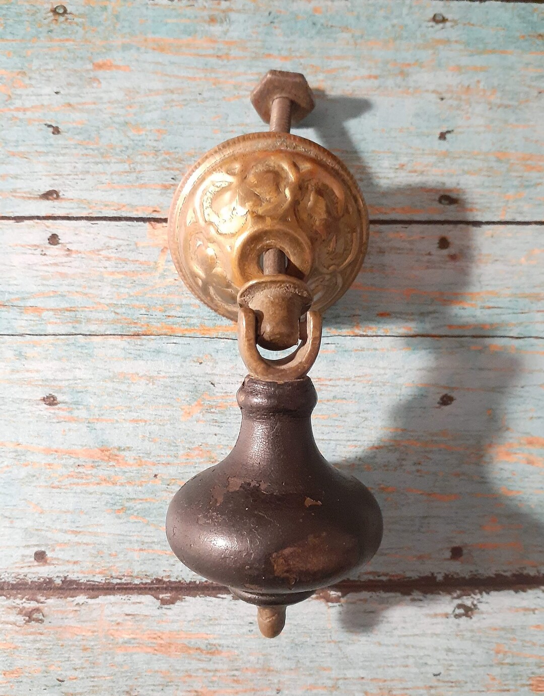 Beautiful Antique Victorian Era Teardrop Drawer Pull - Ebony Wood and ...