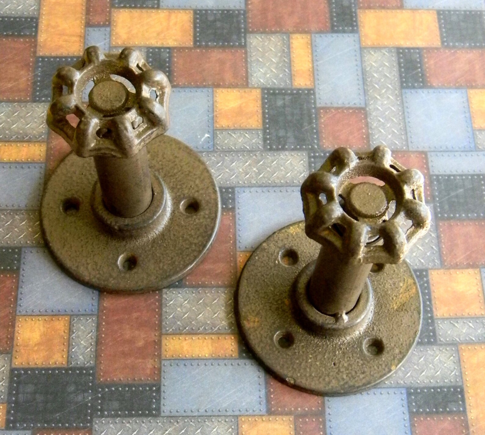 Rustic Industrial Style Pipe & Valve Post Hooks. Sturdy Welded - Etsy