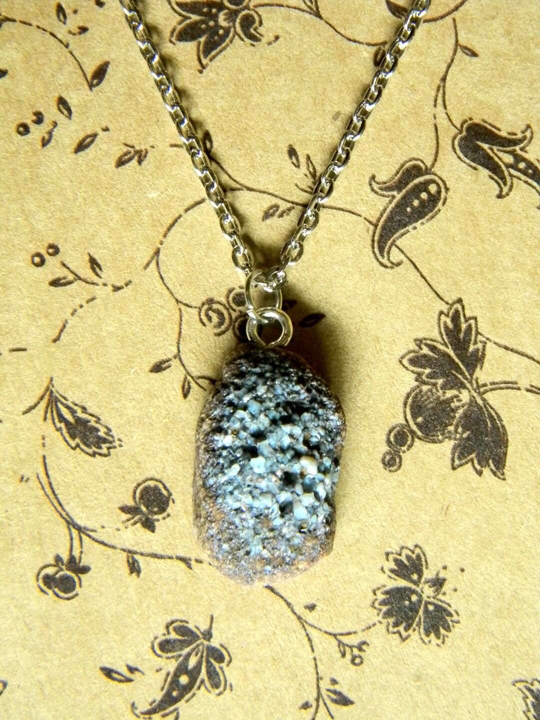 Odd Natural Pale Blueberry Blue Crystalline Agate With Druzy. Made by ...