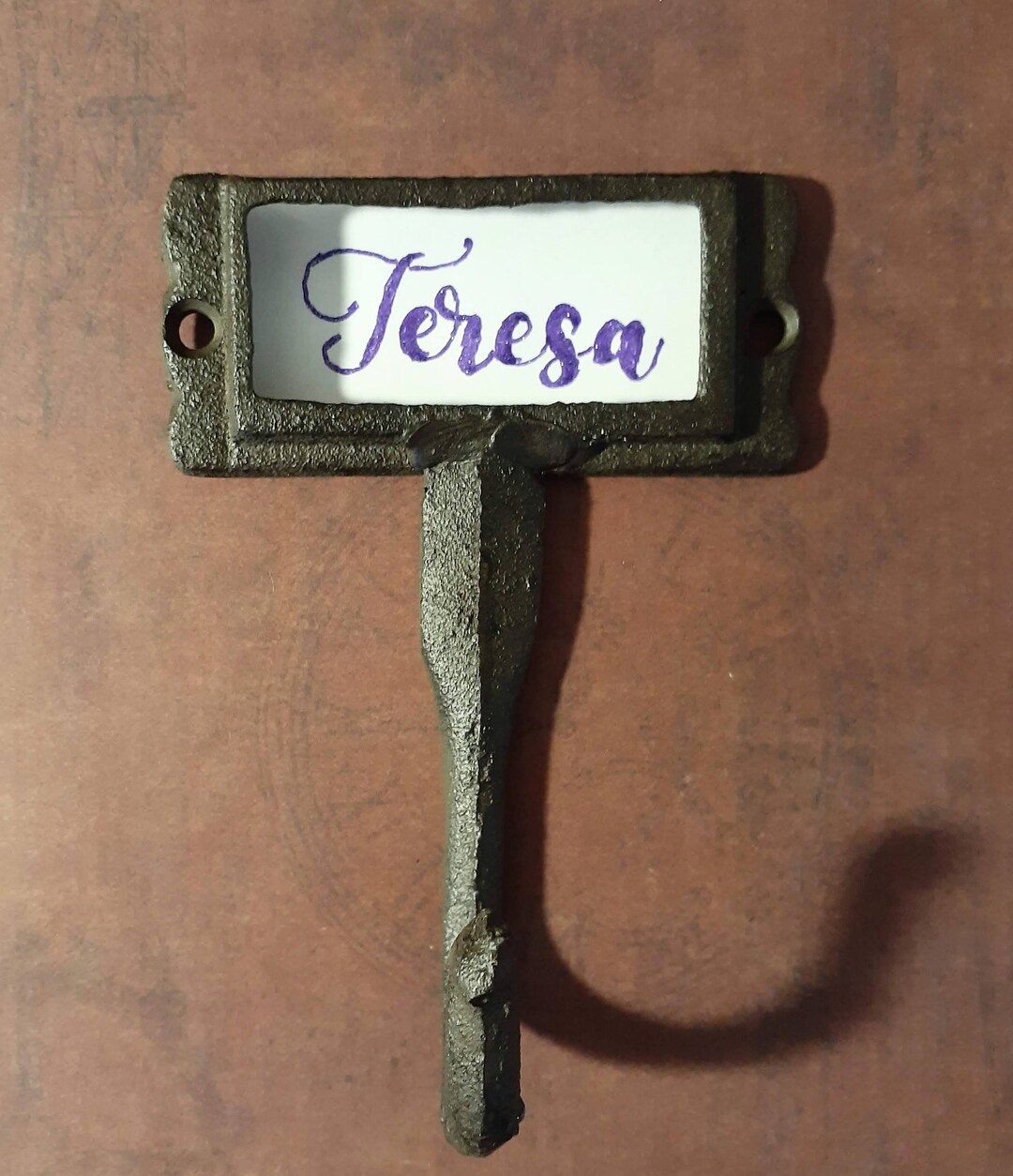 Amazing Elegant Name Card Cast Iron Hook or Hat Post. Name Tag Hook ...